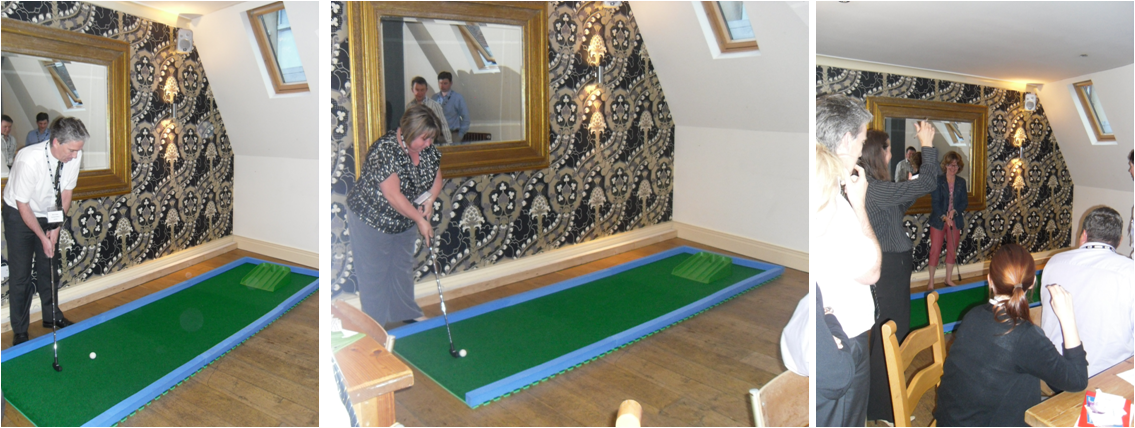 Office Drinkers enjoying the Putting Challenge! | Crazy Golf Blog
