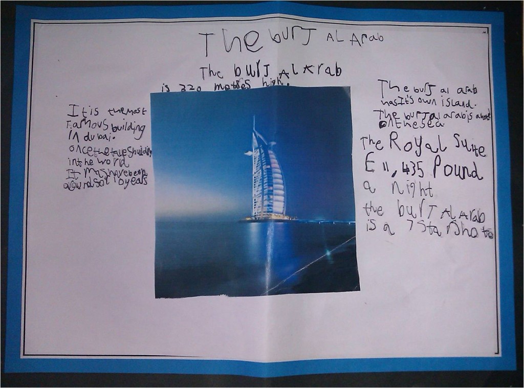 Burj Al Arab - my son's school project on Jumeriah's Burj Al Arab hotel ...